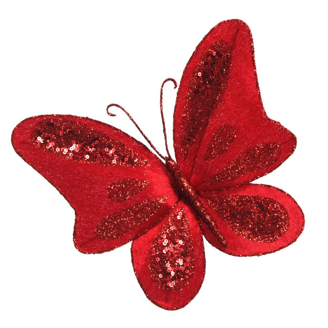 Red Velvet and Sequin Butterfly Clip - Etsy