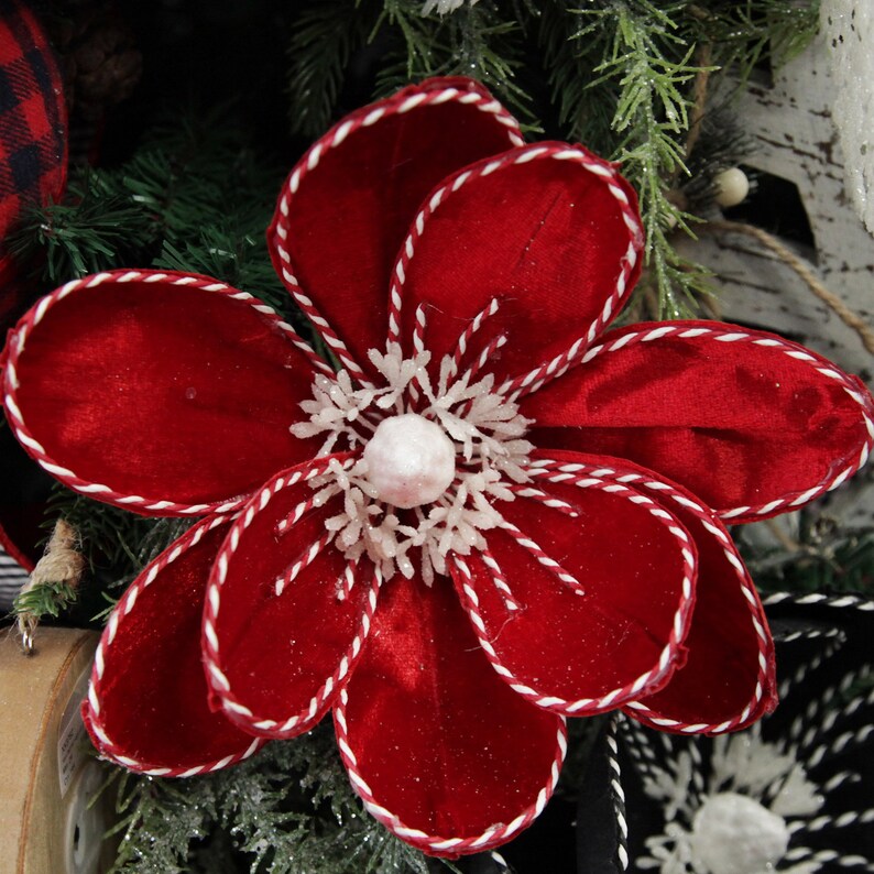 Red Magnolia Flower Stem With Twine Trim - Etsy