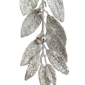Silver Glitter Leaf Tree Decoration With Mini Bells - Etsy