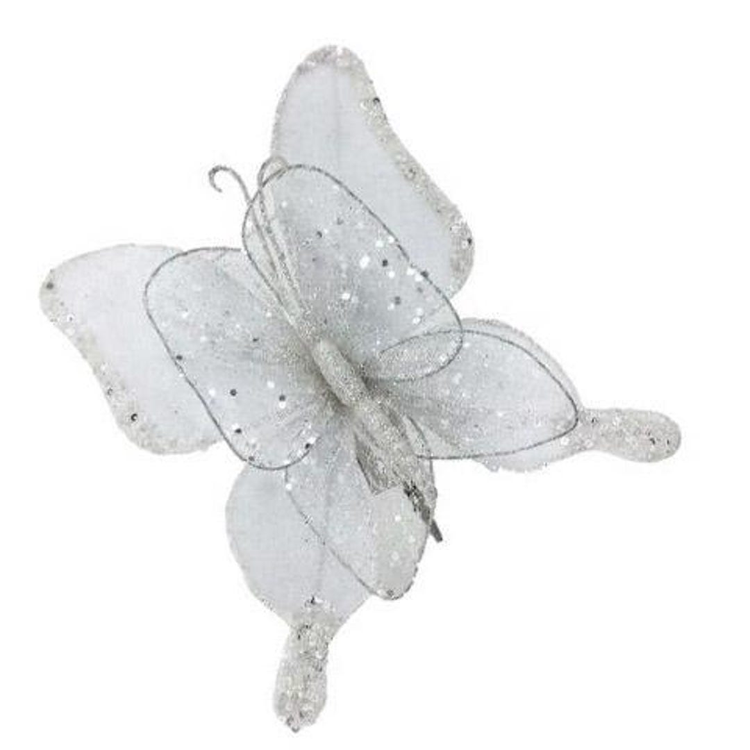 White Mesh Double Wing Butterfly Clip - Etsy