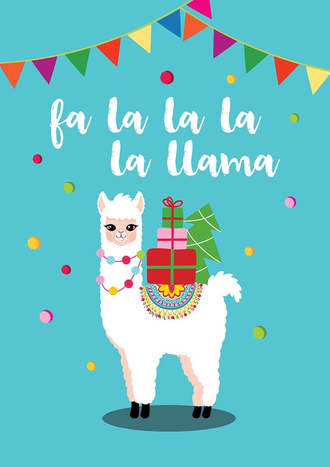 Fa La La La Llama Christmas Poster - Downloadable Print - Etsy