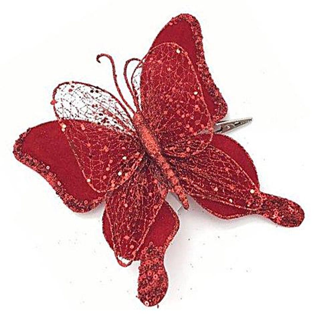Red Mesh Double Wing Butterfly Clip - Etsy