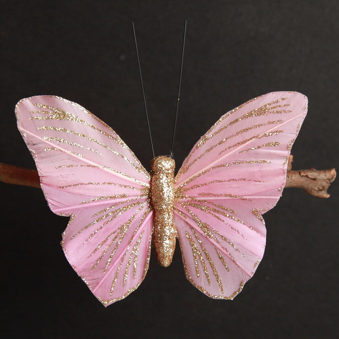 Pink Glitter Sheer Butterfly Clip Pack of 2 - Etsy