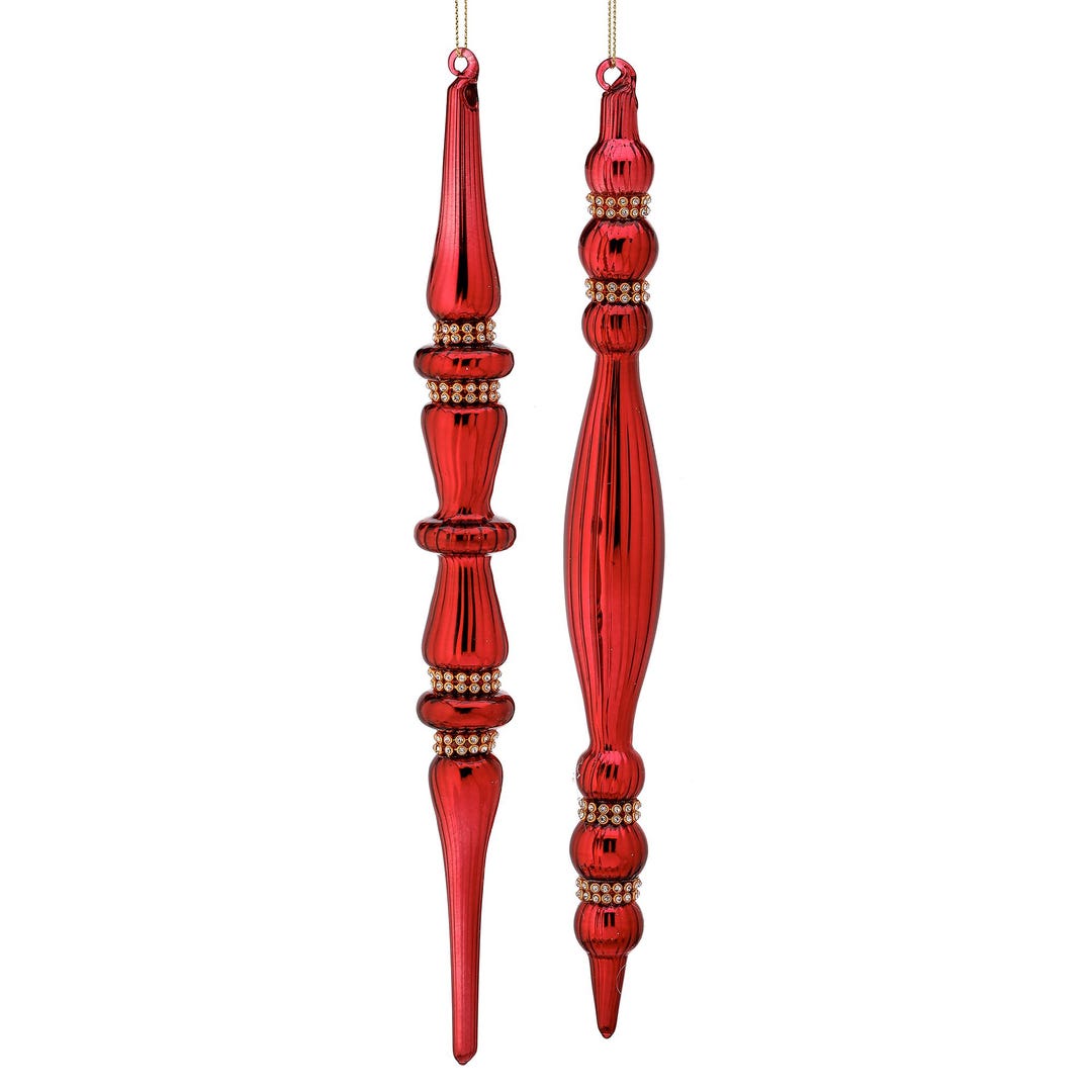 Burgundy Red Glass Long Drop Tree Decoration - Set of 2 - Etsy