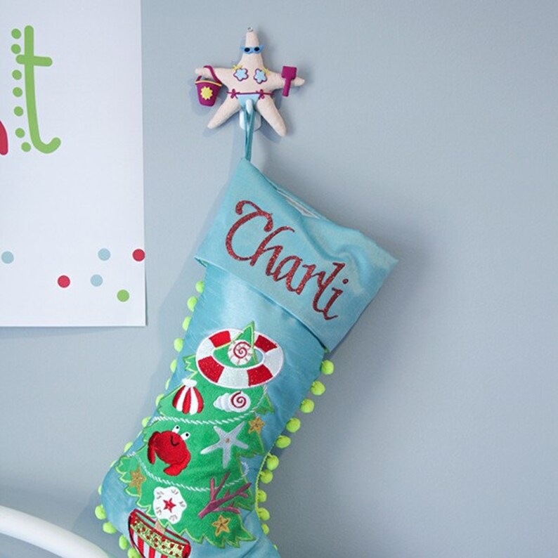 Personalised Pom Pom Beach Tree Stocking | Etsy