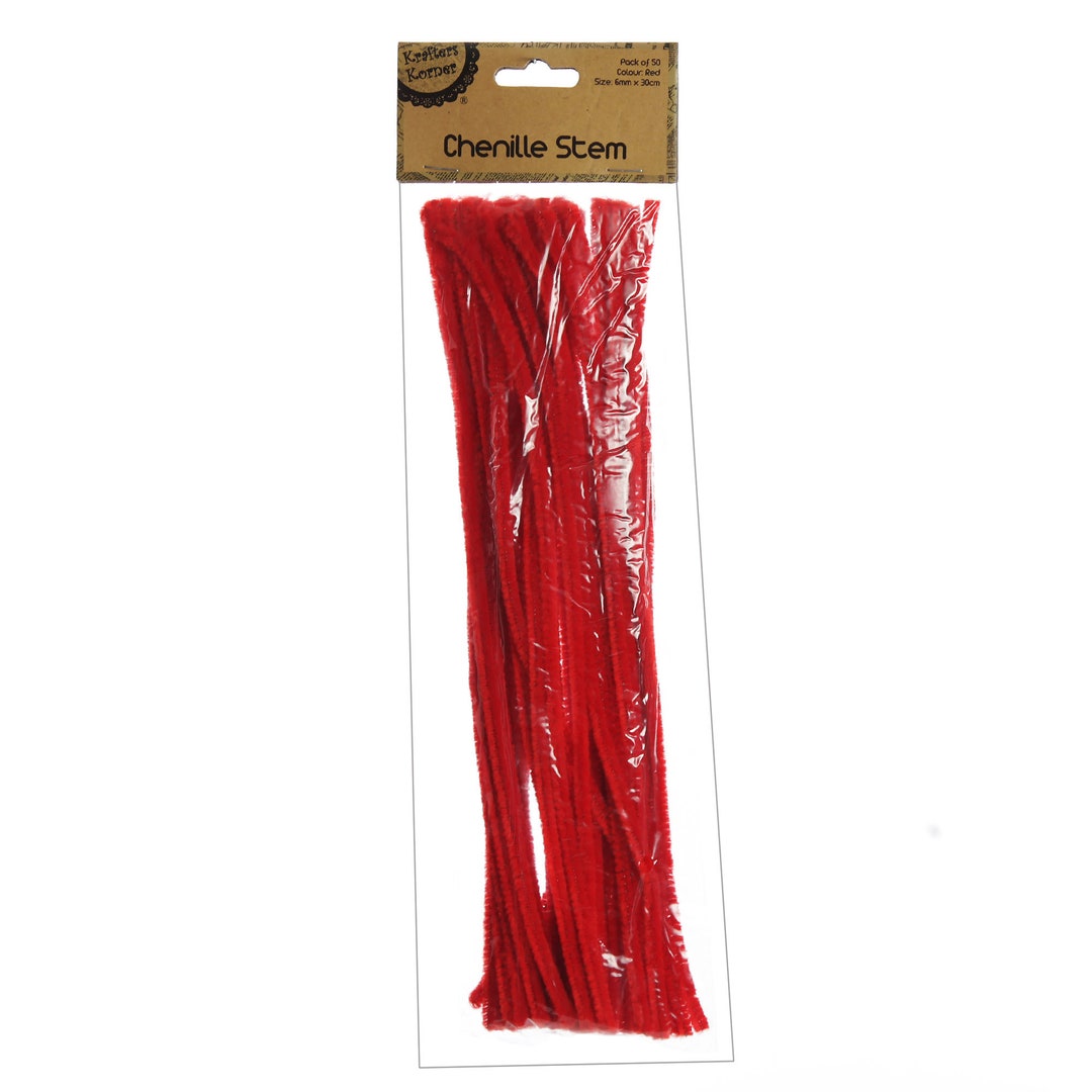 Red Chenille Stem Pipe Cleaners - Pack of 50 - Etsy