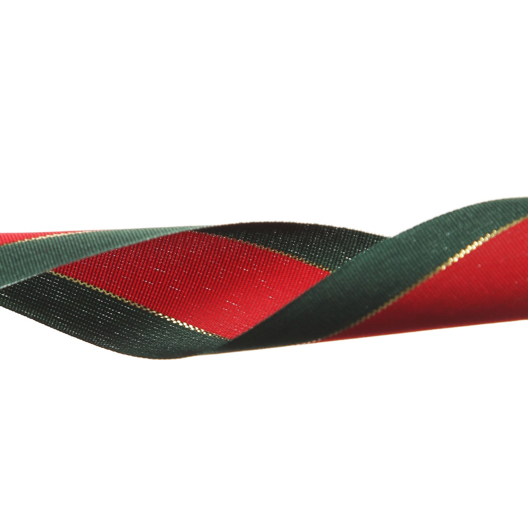 Traditional Red Green and Gold Grossgrain Wired Christmas Ribbon - 3 ...
