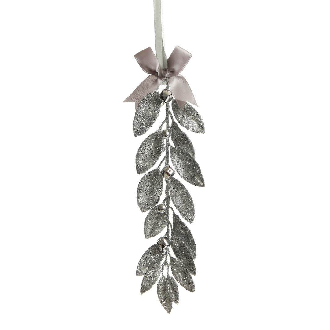 Silver Glitter Leaf Tree Decoration With Mini Bells - Etsy