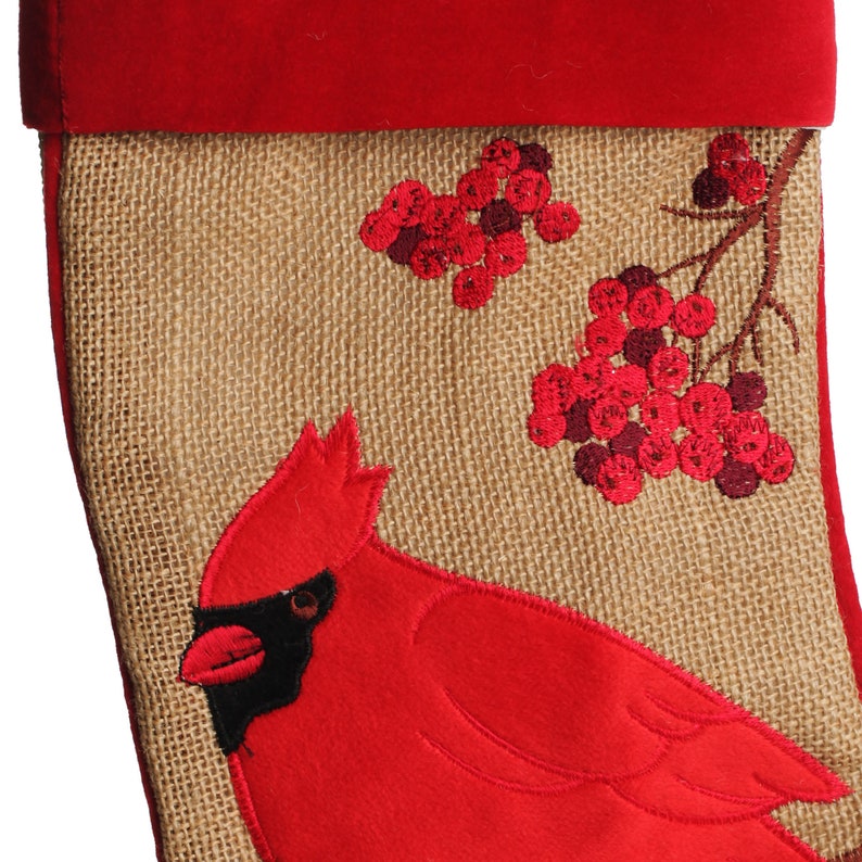 Personalised Burlap Cardinal Bird Christmas Stocking - Etsy