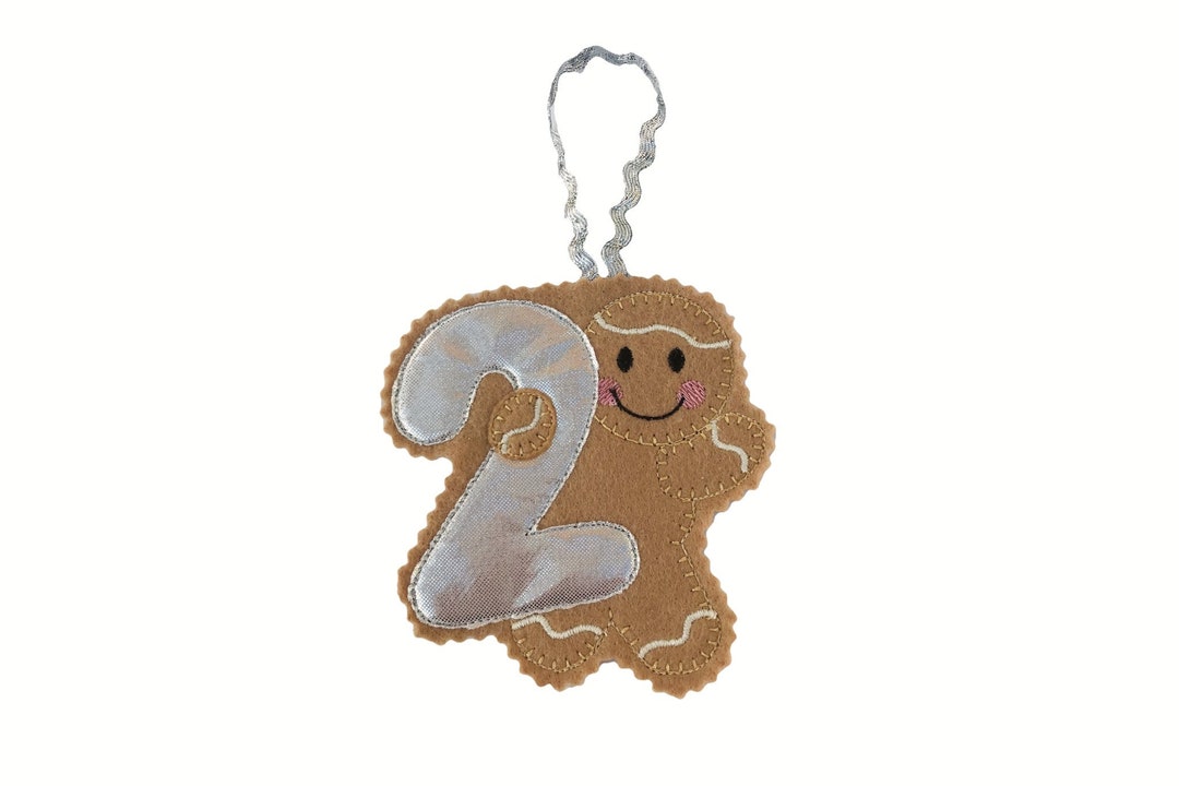 Number 2 Gingerbread Man Felt Decoration- Birthday Age, Happy Birthday ...