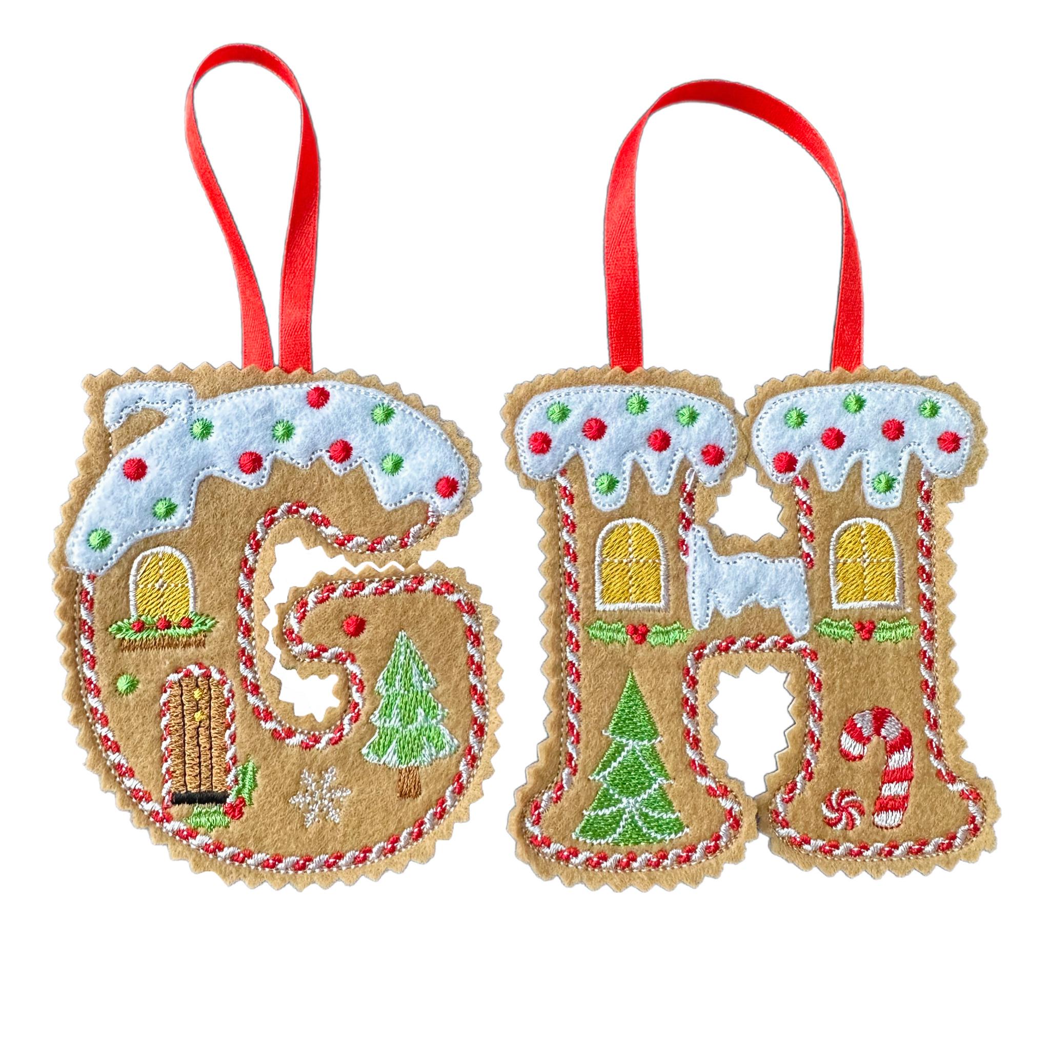 Initial Gingerbread Letter Decoration – Personalised Felt Ornament ...