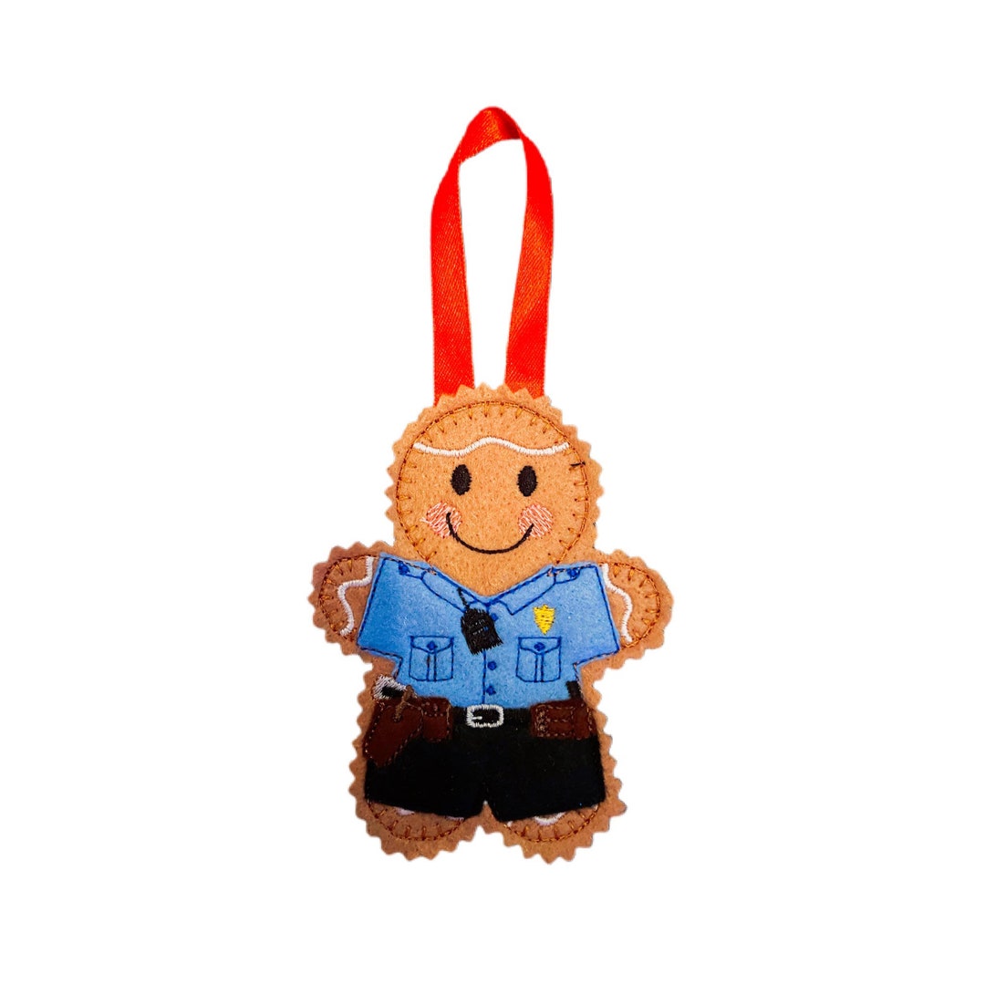 American Cop/police Officer Gingerbread Man Felt Decoration - Etsy
