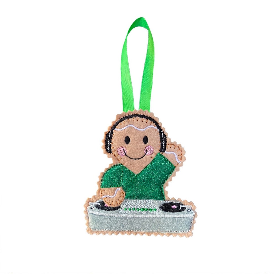 DJ - Disc Jockey Gingerbread Man Felt Decoration - Etsy