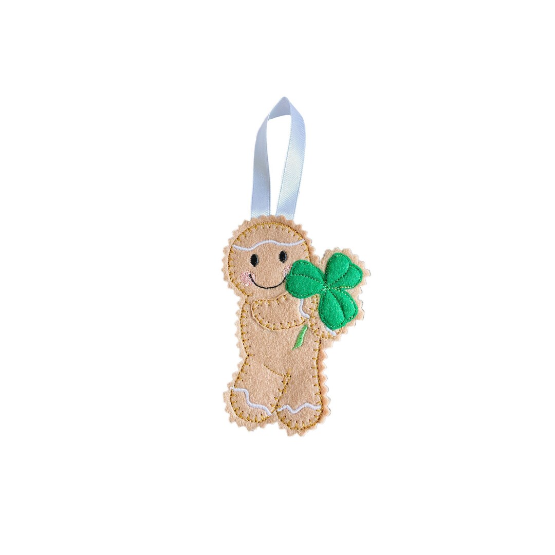 Irish Shamrock Gingerbread Man Felt Decoration - Etsy UK