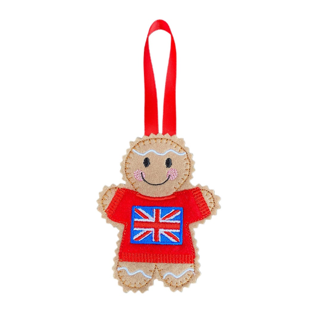 Union Jack Gingerbread Man Felt Decoration - Etsy