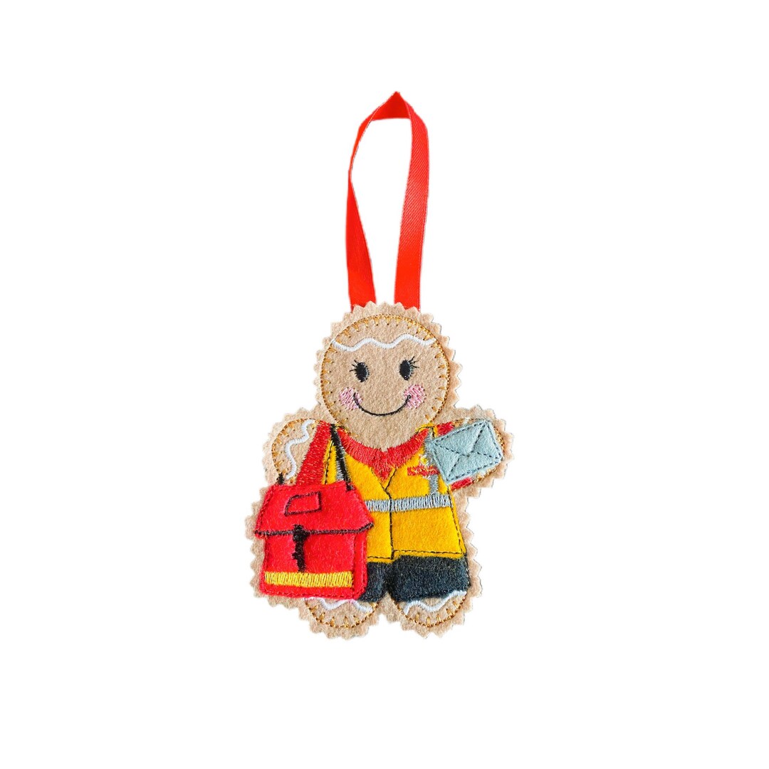 Postie / Postman Gingerbread Man Felt Decoration - Etsy