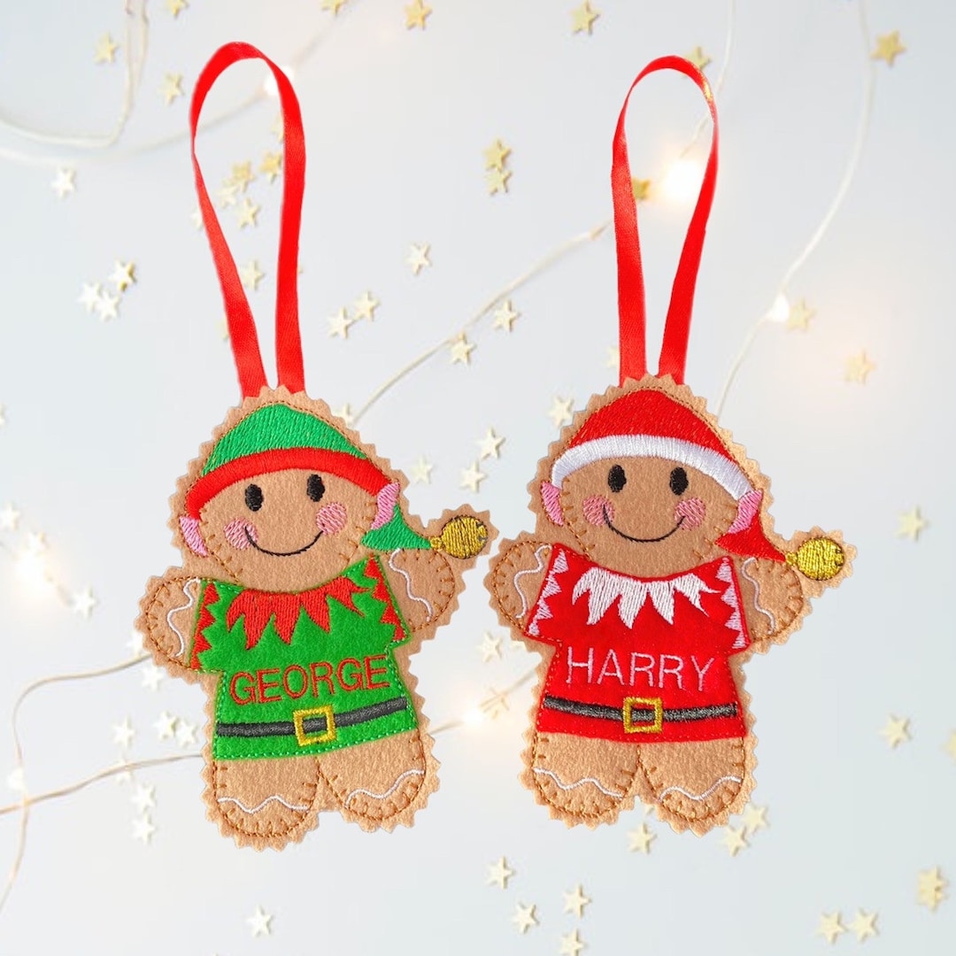 Christmas Elf Gingerbread Man Felt Decoration - Etsy