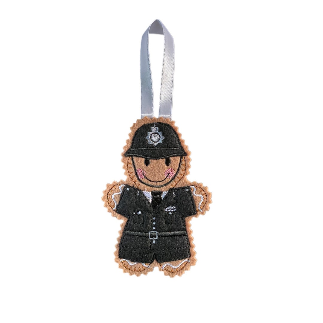 Policeman Gingerbread Man Felt Decoration - Etsy
