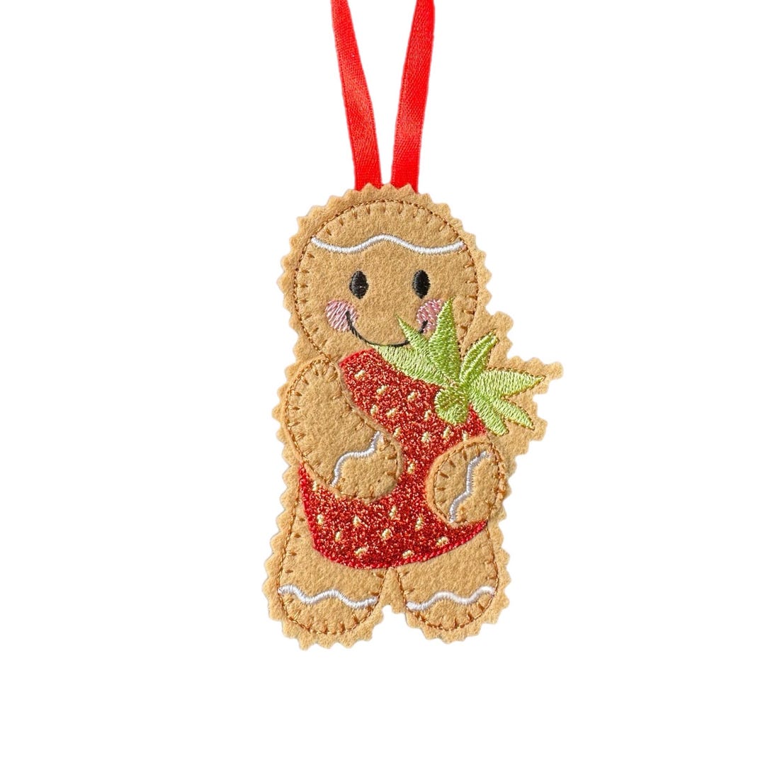 Strawberry Gingerbread Felt Christmas Ornament: Handmade Quirky ...
