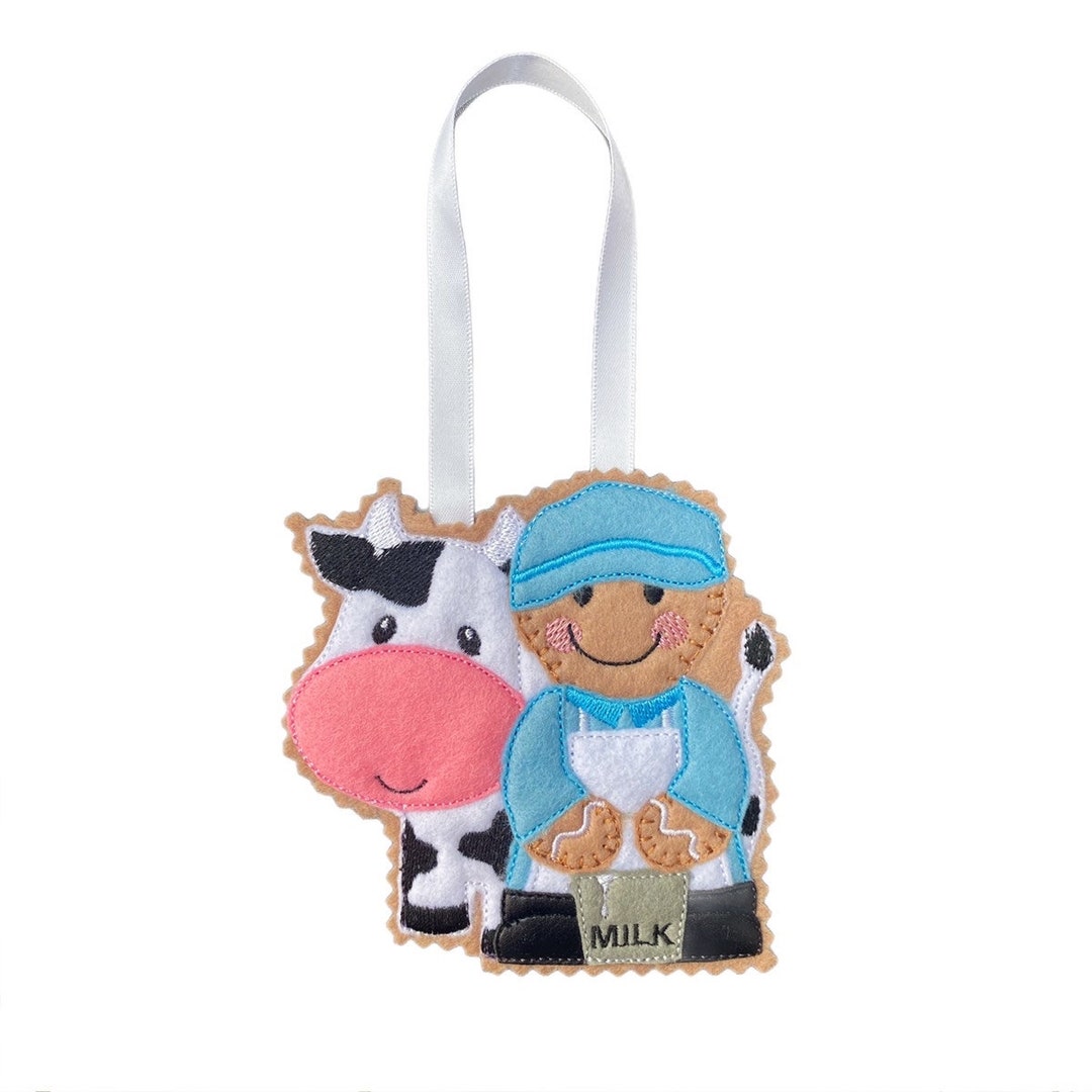 Dairy Farmer With Cow Gingerbread Man Felt Decoration - Etsy