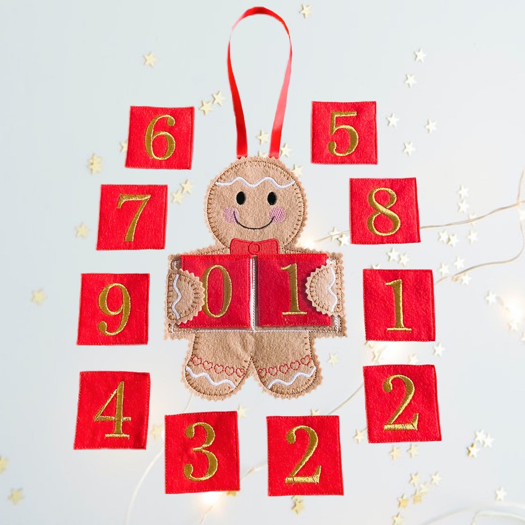 Gingerbread Man Felt Advent Countdown Calendar - Etsy UK