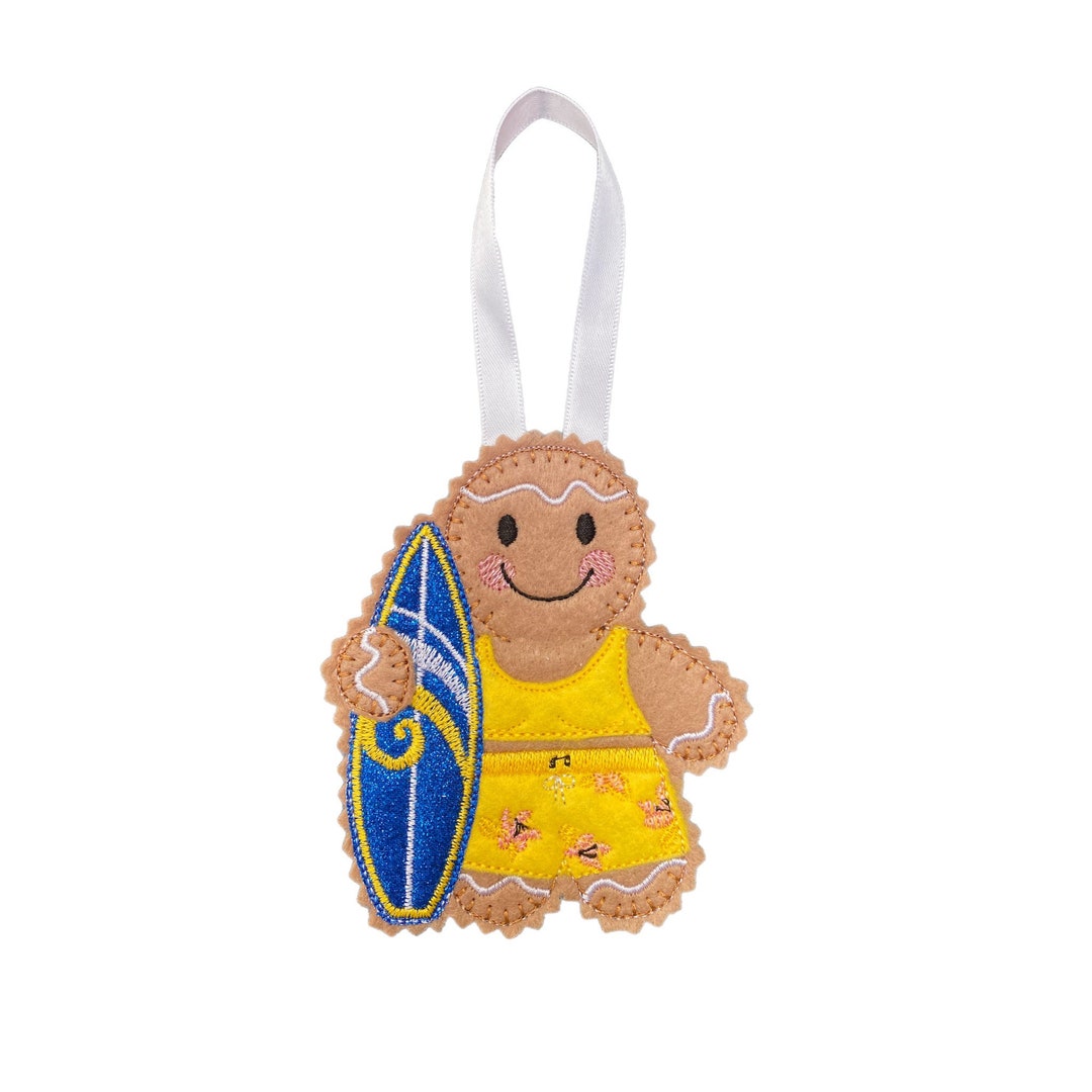 Surfer Gingerbread Man Felt Decoration - Etsy