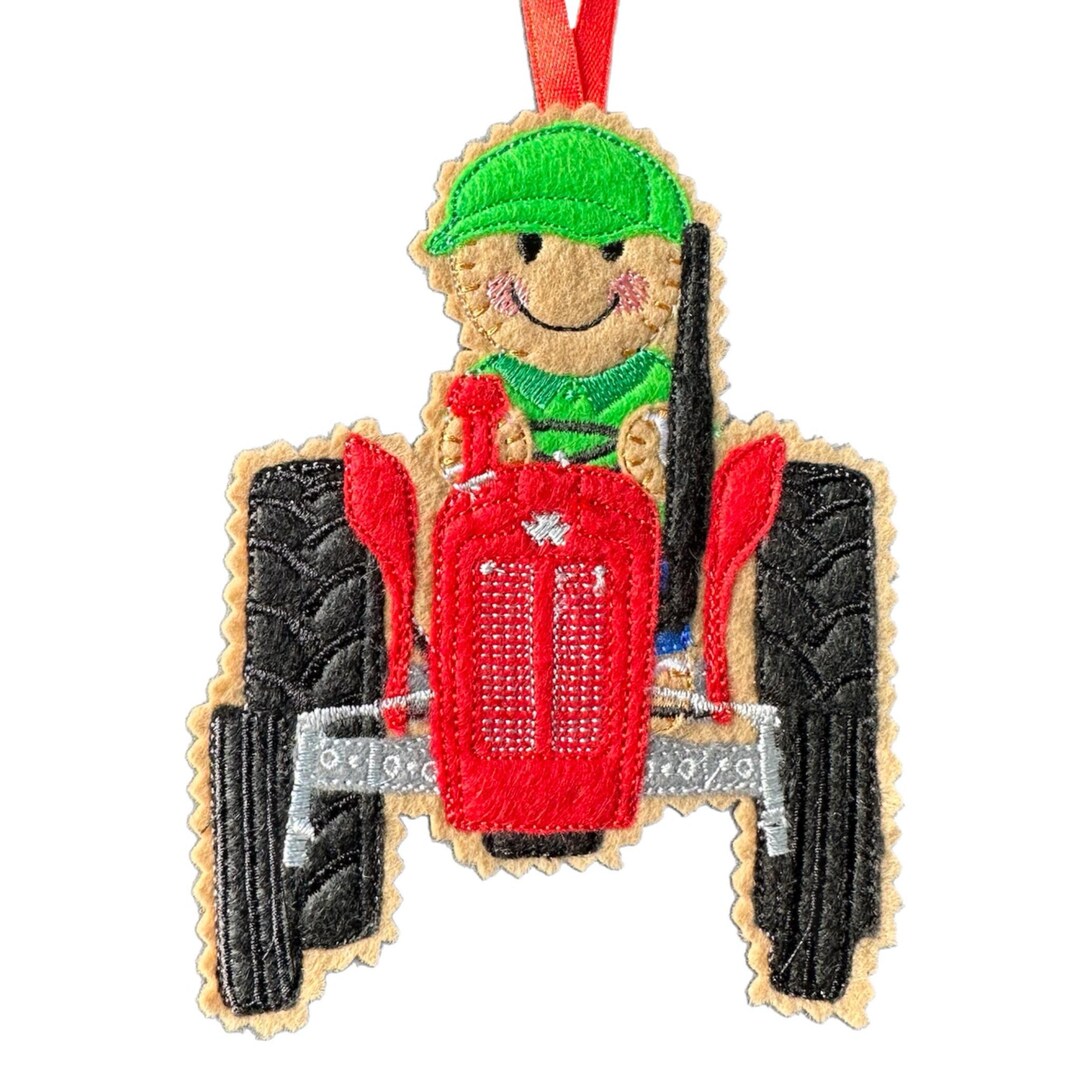 Farmer / Tractor Gingerbread Man Felt Decoration - Etsy