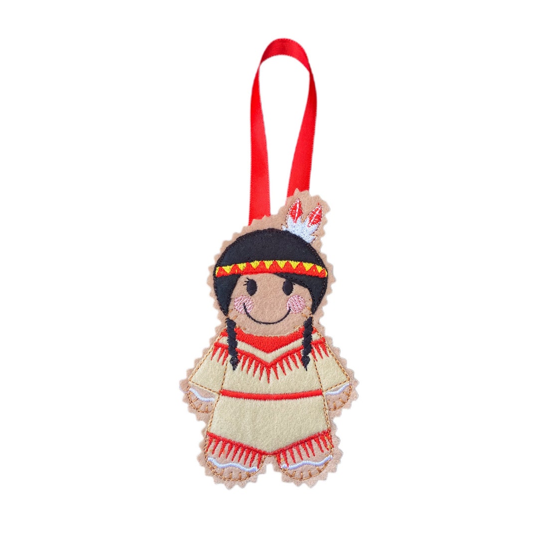 Native American Indian Gingerbread Man Felt Decoration - Etsy