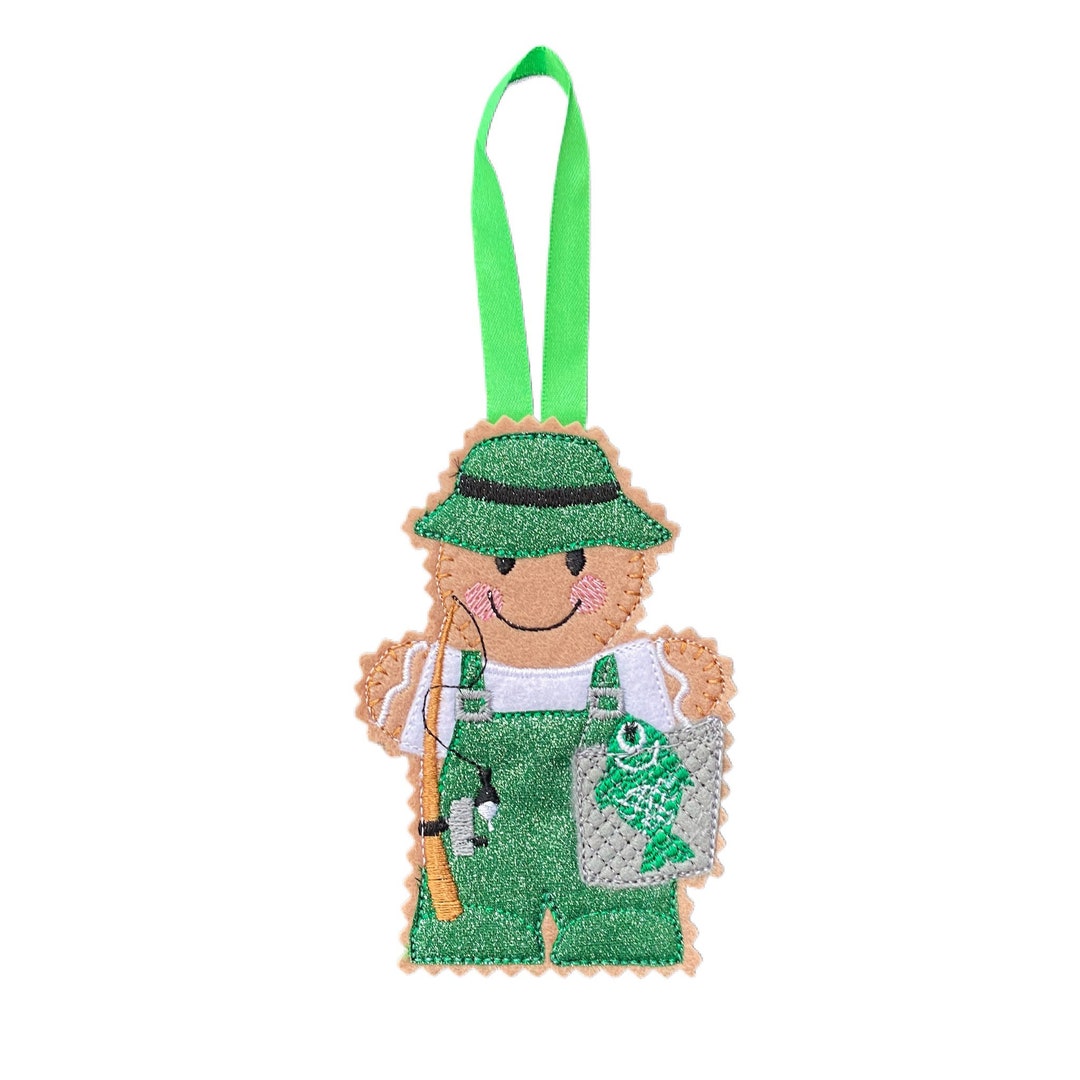 Fisherman / Angler Gingerbread Man Felt Decoration - Etsy