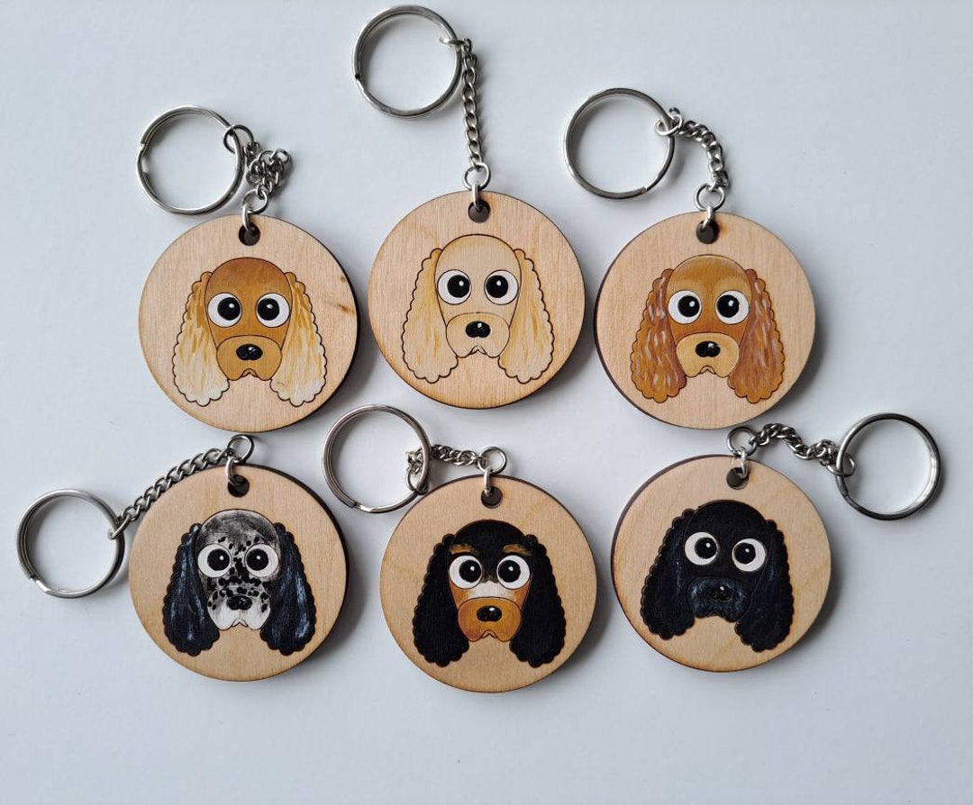 Cocker Spaniel Wooden Keyring Dog Key Ring Keyring - Etsy UK