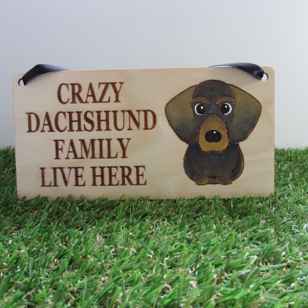 Crazy Dachshund Family Wooden Sign, Dog Gift, Dog Sign, Dog Decoration ...