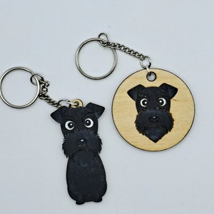 Schnauzer Wooden Keyring, Dog Keyring, Key Ring, Keychain, Dog Key ...