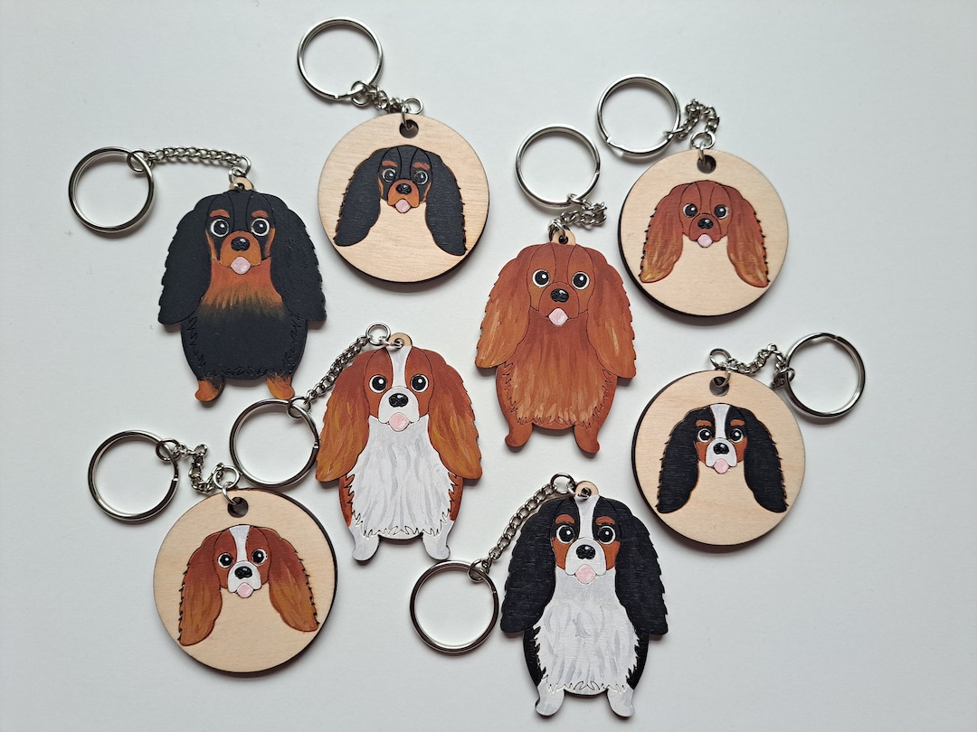 Cavalier King Charles Wooden Keyring, Dog Key Ring, Keyring, Keychain ...