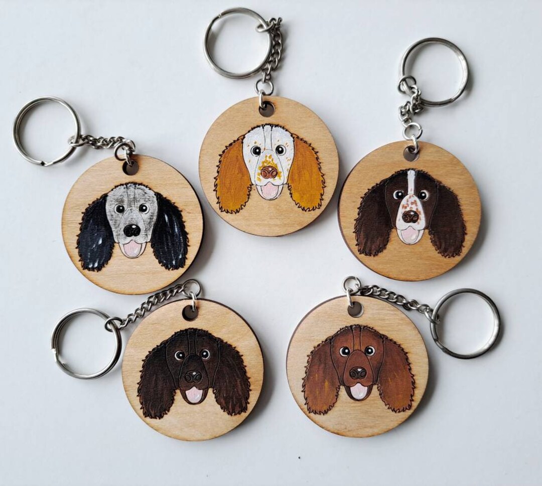 Sprocker Wooden Keyring, Dog Key Ring, Keyring, Keychain, Dog Key Chain ...