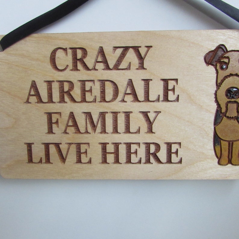 Crazy Airedale Family Wooden Sign, Dog Gift, Dog Sign, Dog Decoration ...
