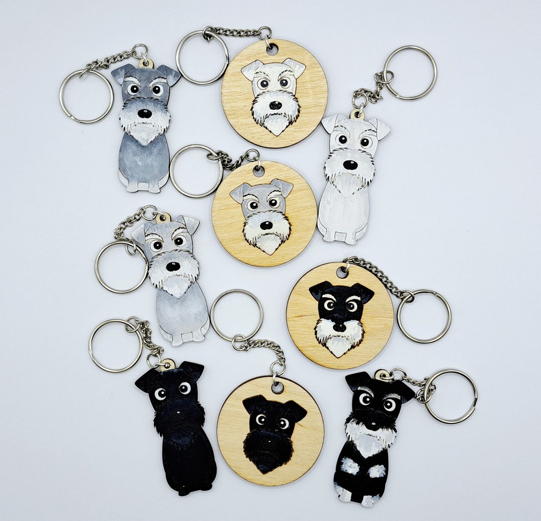 Schnauzer Wooden Keyring, Dog Keyring, Key Ring, Keychain, Dog Key ...