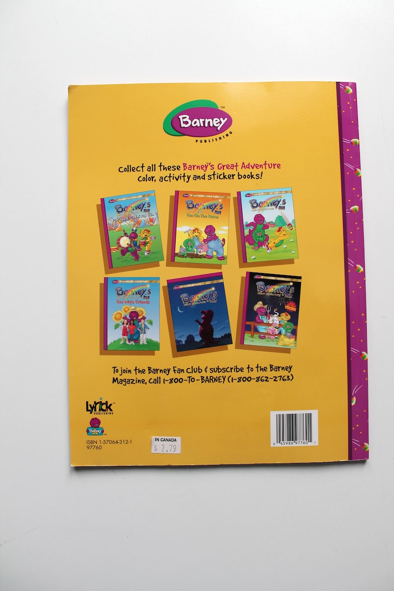 Barneys Great Adventure Coloring and Activity Book 1998 - Etsy