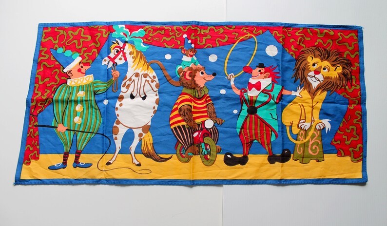 Vintage Circus Table Runner/ Hanging /tea Towel Circus Clowns - Etsy