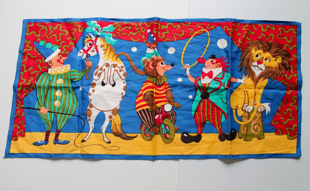 Vintage Circus Table Runner/ Hanging /tea Towel Circus Clowns - Etsy