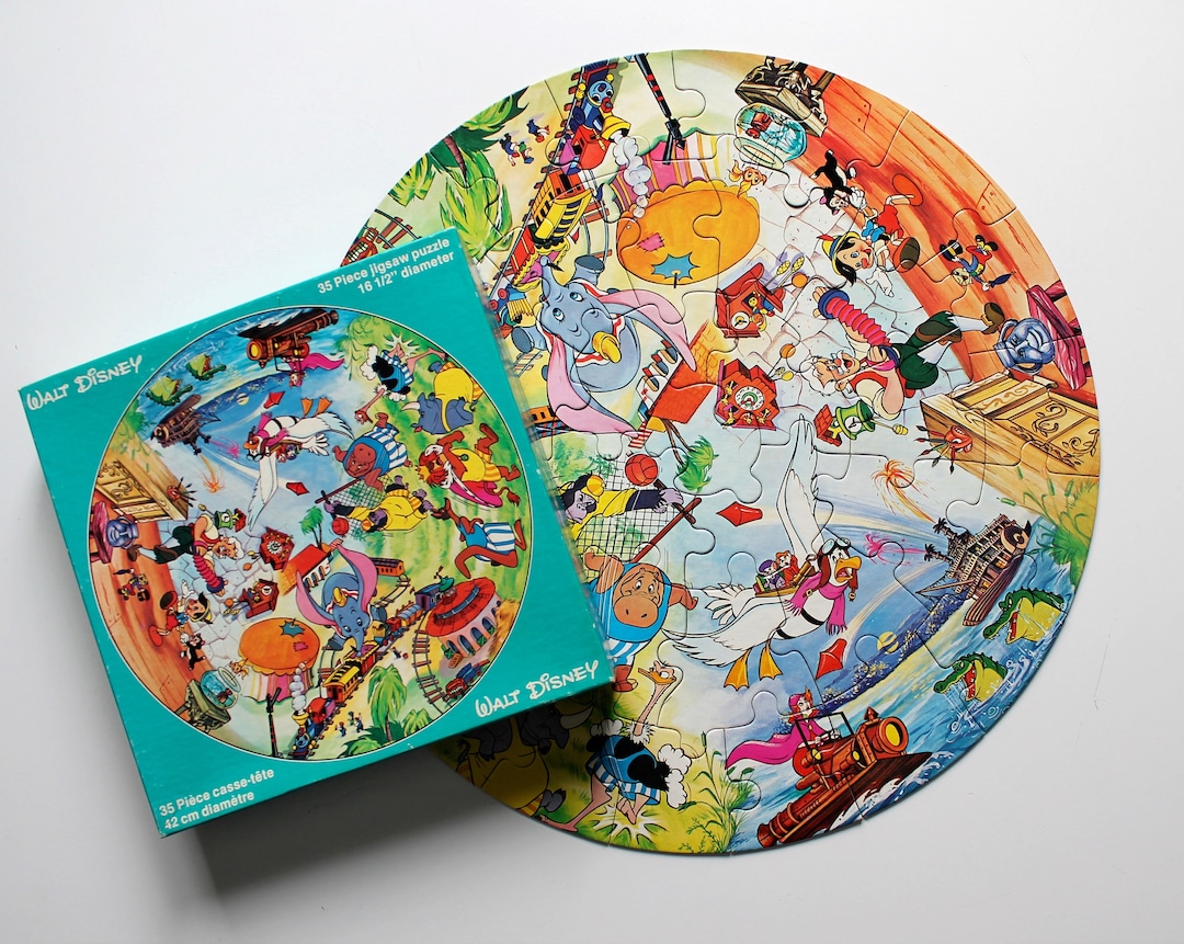 Walt Disney Circular Jigsaw Puzzle 1980s COMPLETE - Etsy