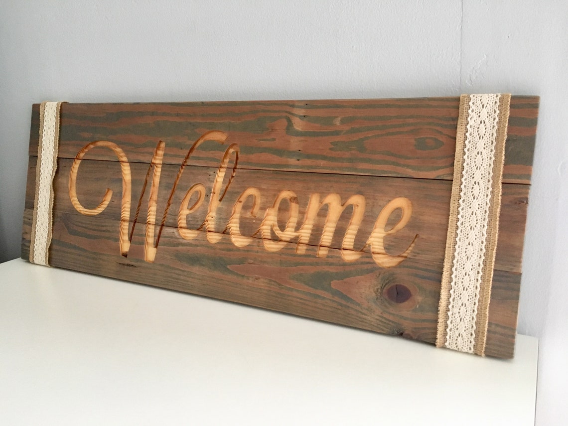 Rustic Wood Welcome Sign - Etsy