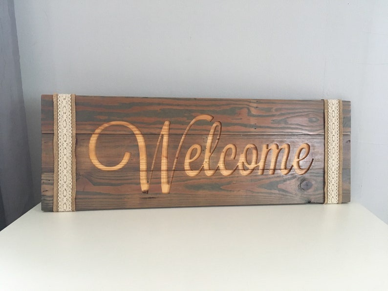 Rustic Wood Welcome Sign - Etsy