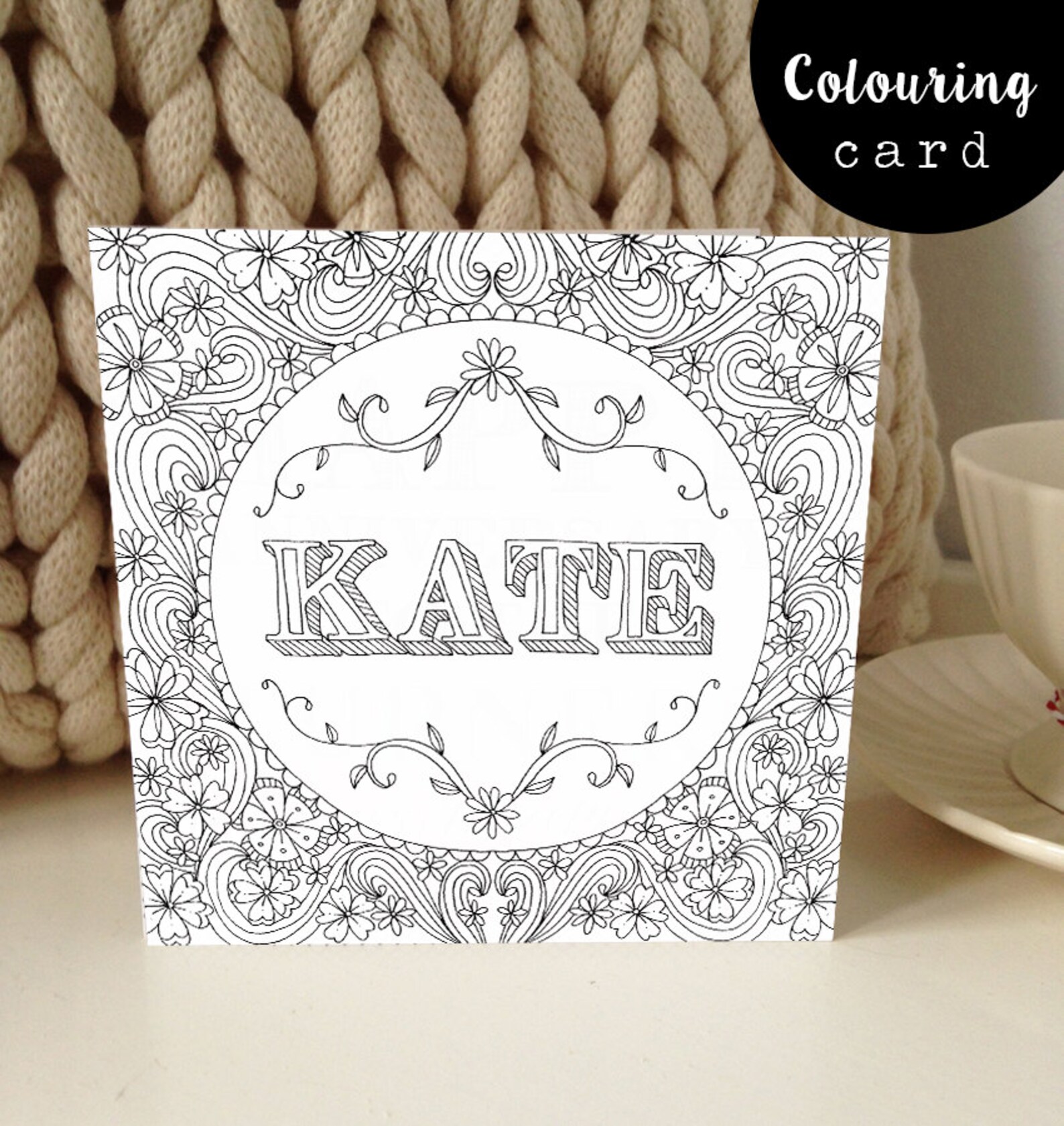 Personalised Name Colouring Card - Etsy