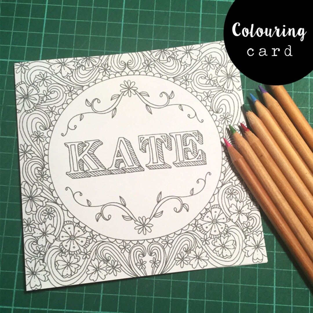 Personalised Name Colouring Card - Etsy