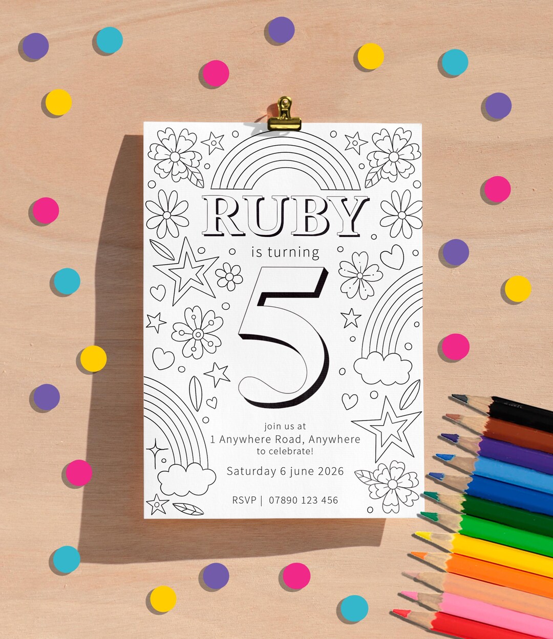 Personalised Kids Colouring Party Invitations (digital File) - Etsy