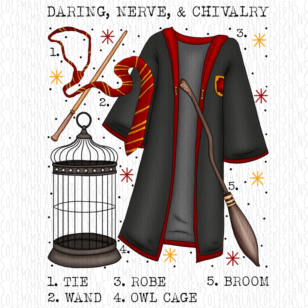Daring, Nerve, & Chivalrous Wizarding Robe Red House Traits Ready to ...