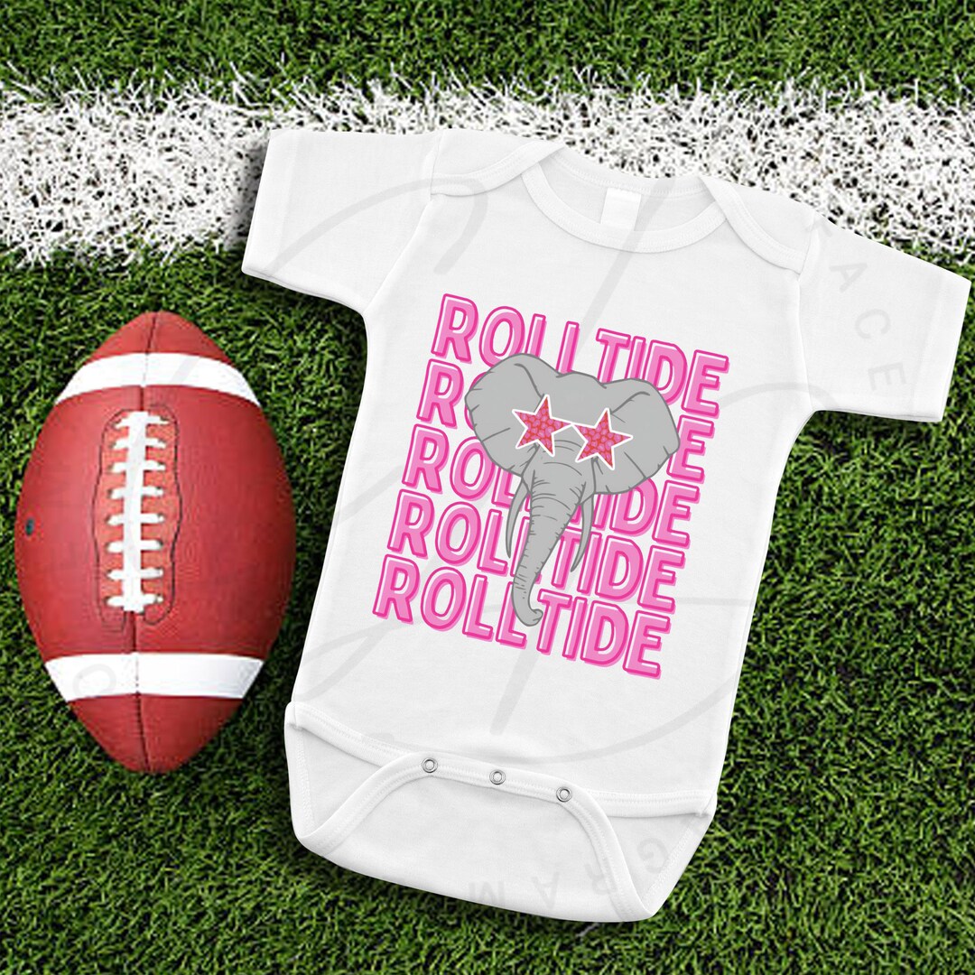 Preppy Stacked Logo Tuscaloosa Football Elephant Mascot Infant Onesies ...