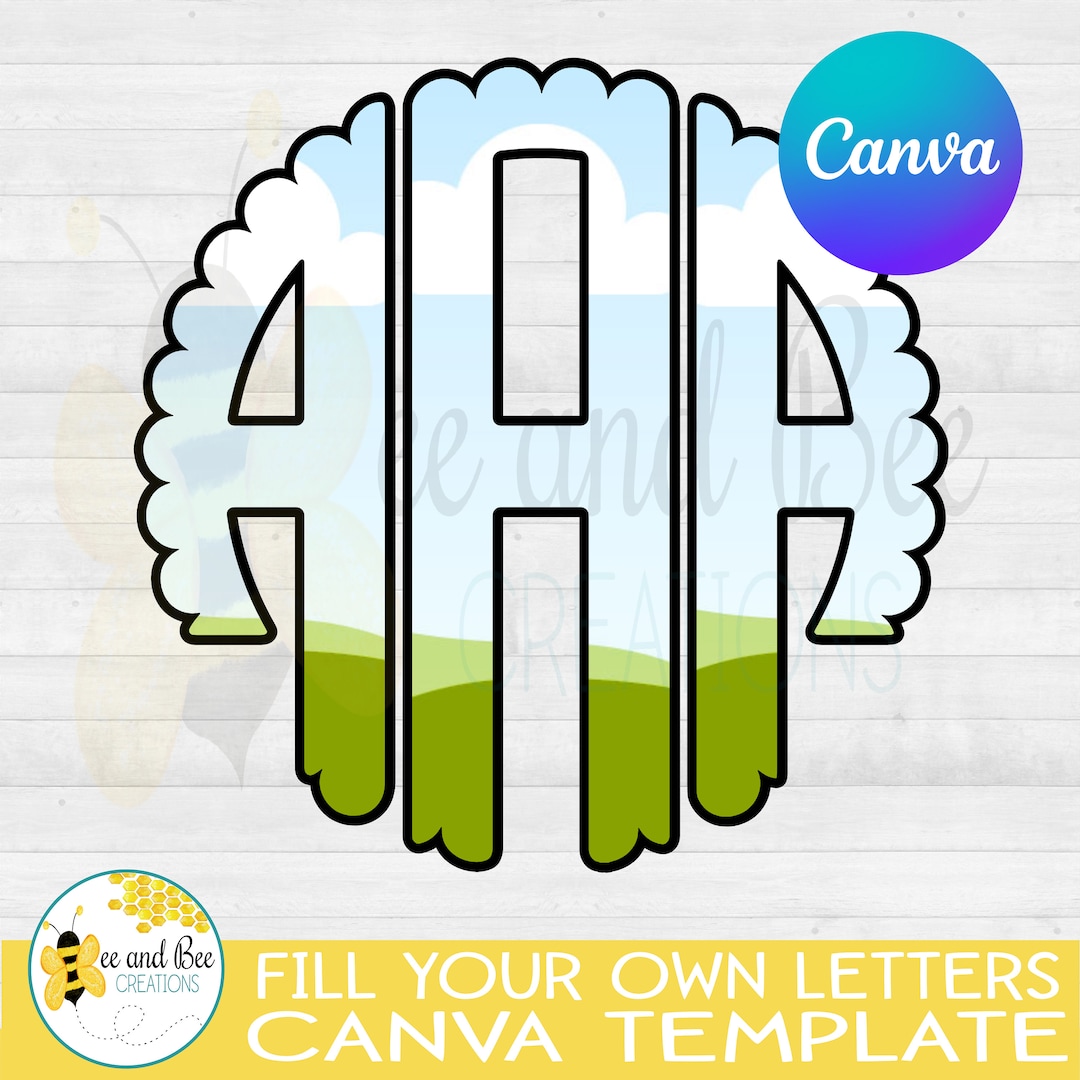 Fill Your Own Scallop Monogram Letters on CANVA, Sublimation Drag and ...