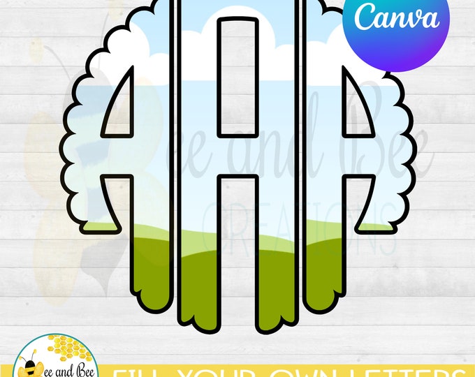 Fill Your Own Scallop Monogram Letters on CANVA, Sublimation Drag and ...