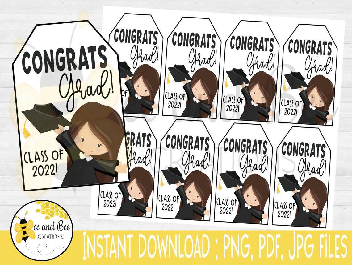 Congrats Grad Gift Tag Png Pdf and Jpg Files - Etsy